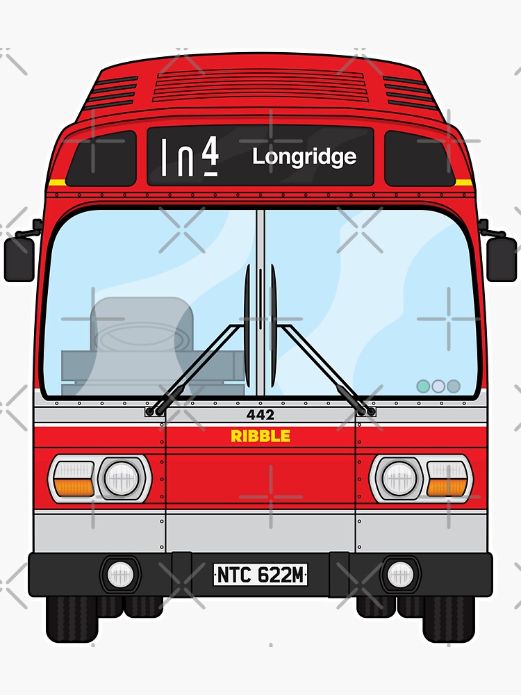 "Ribble Leyland National mk1 442 NTC622M Retro Illustration" Sticker by ...