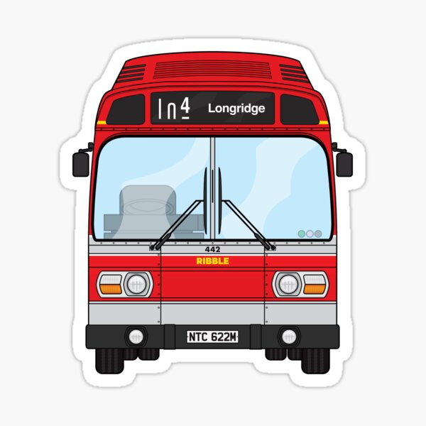 "Ribble Leyland National mk1 442 NTC622M Retro Illustration" Sticker by ...