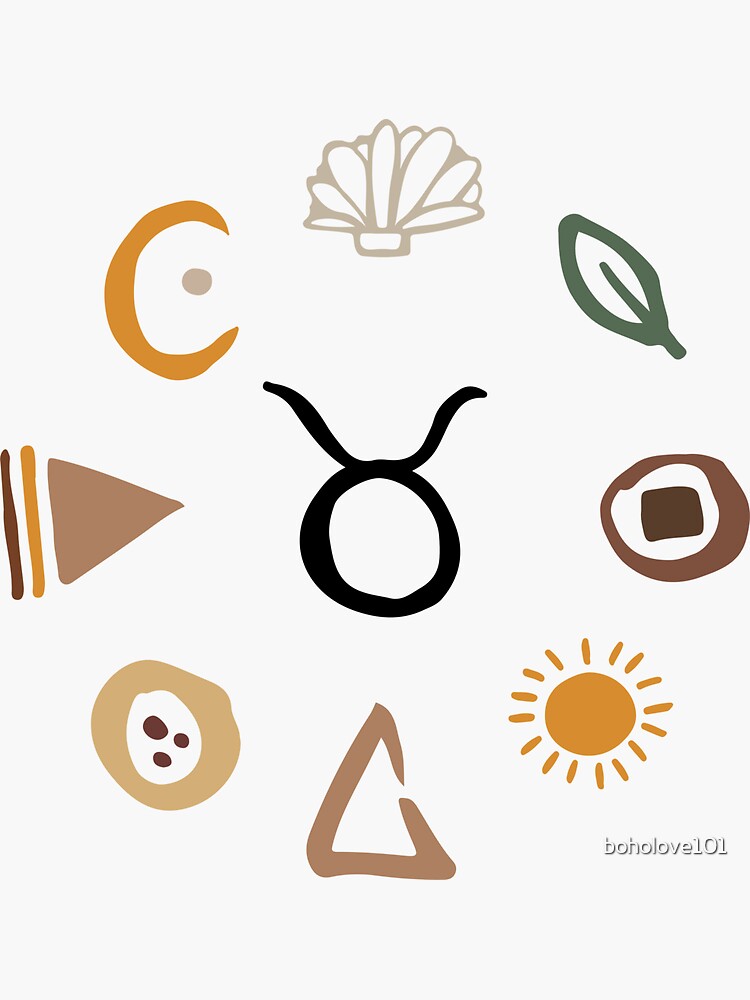 "Boho Zodiac Taurus Composition " Sticker by boholove101 | Redbubble