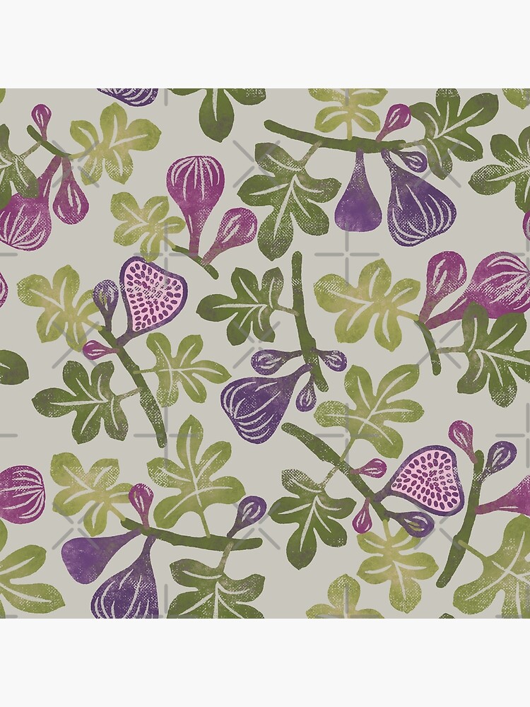 Póster «Ramas de higo con hojas y frutos. Imitación de estampación a ...