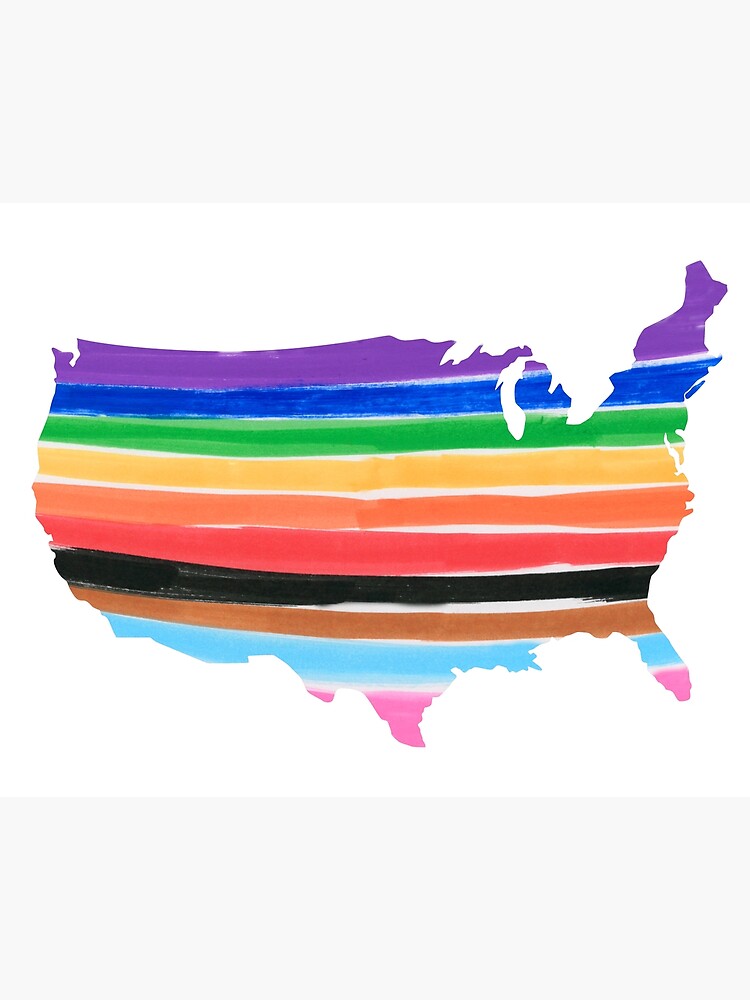 "USA map Progressive Rainbow Flag " Poster for Sale by acediscovery ...