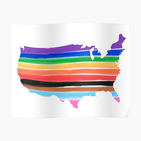 "USA map Progressive Rainbow Flag " Poster for Sale by acediscovery ...
