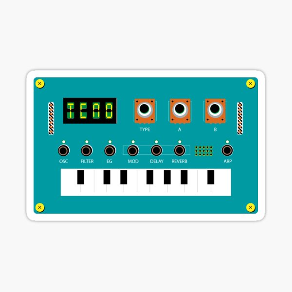 "Illustrated drawing synthesizer" Sticker by frozenLIIMES | Redbubble