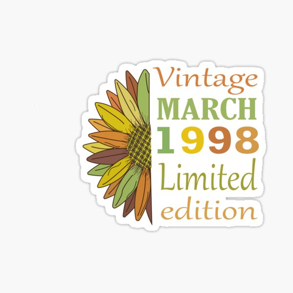 Pegatina «vintage marzo 1998 edición limitada, regalos de 24 años ...