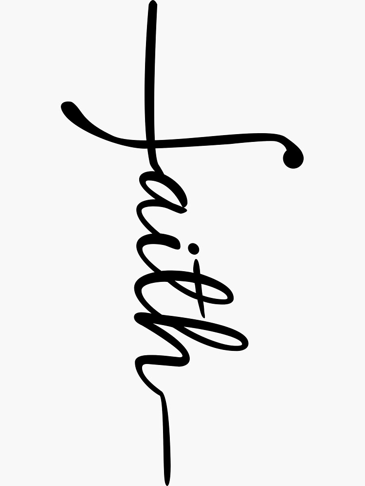 "Faith Script Cross " Sticker by SpoonieStudio | Redbubble
