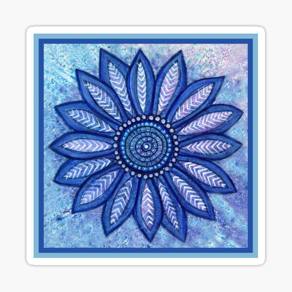 "GoTe Creations Abstract Art, Framed: Blue RIBFLOWER" Sticker by ...