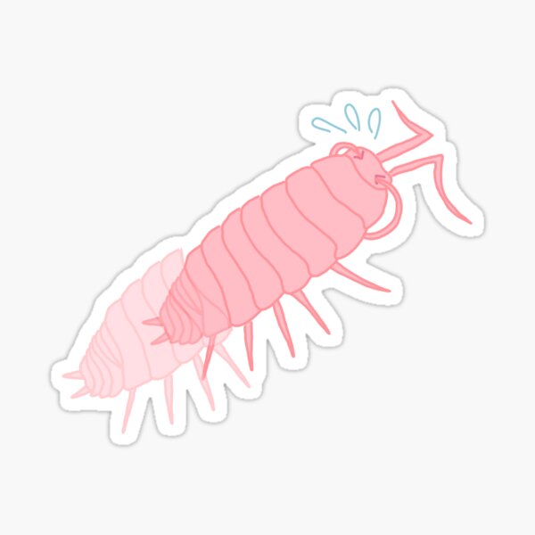 "embarrassed pink isopod" Sticker for Sale by bumblechub | Redbubble