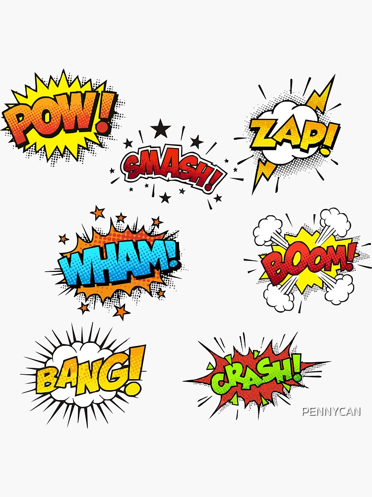 "Comic Book Stickers" Sticker for Sale by PENNYCAN | Redbubble