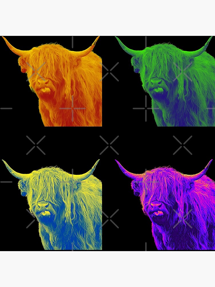 "Highland Cow Colorful Duplication" Poster for Sale by EffSharp | Redbubble