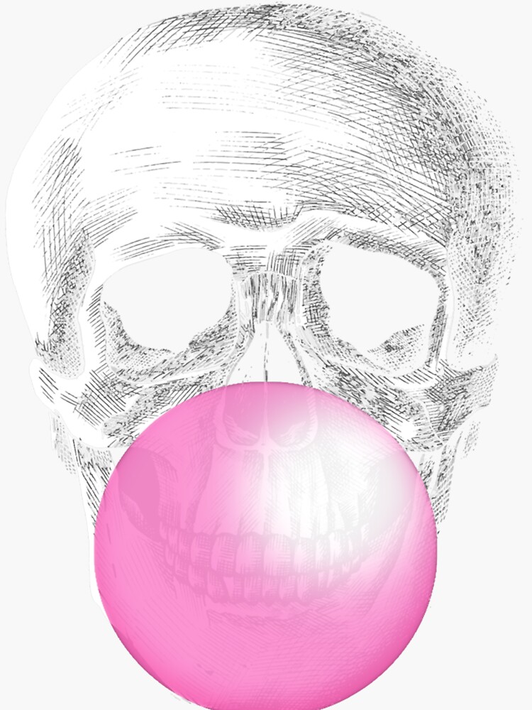 "Skull Blowing Bubble Gum" Sticker by LesliexWiggins | Redbubble