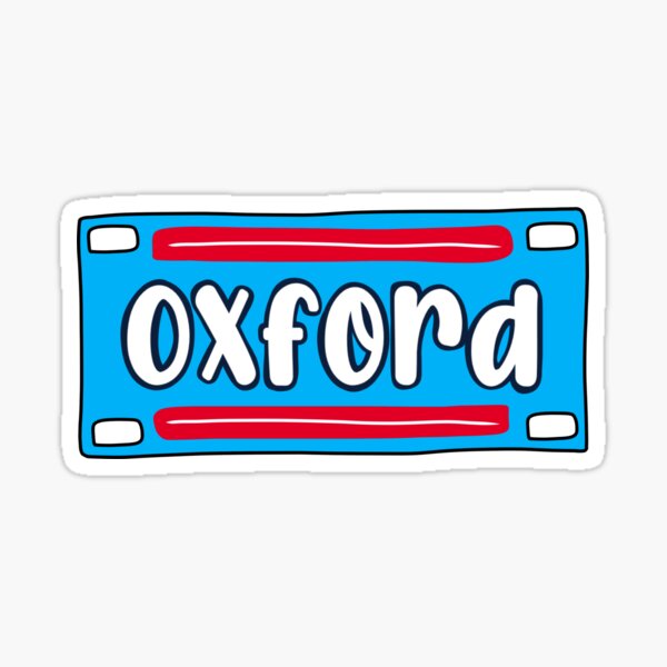 "Oxford license plate" Sticker by Annakgregory | Redbubble