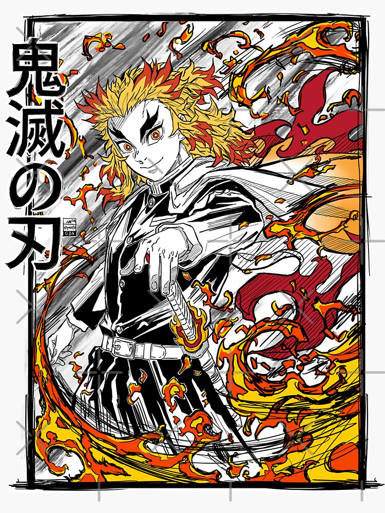 "Demon Slayer - The Flame Hashira " Sticker by TheG3a | Redbubble