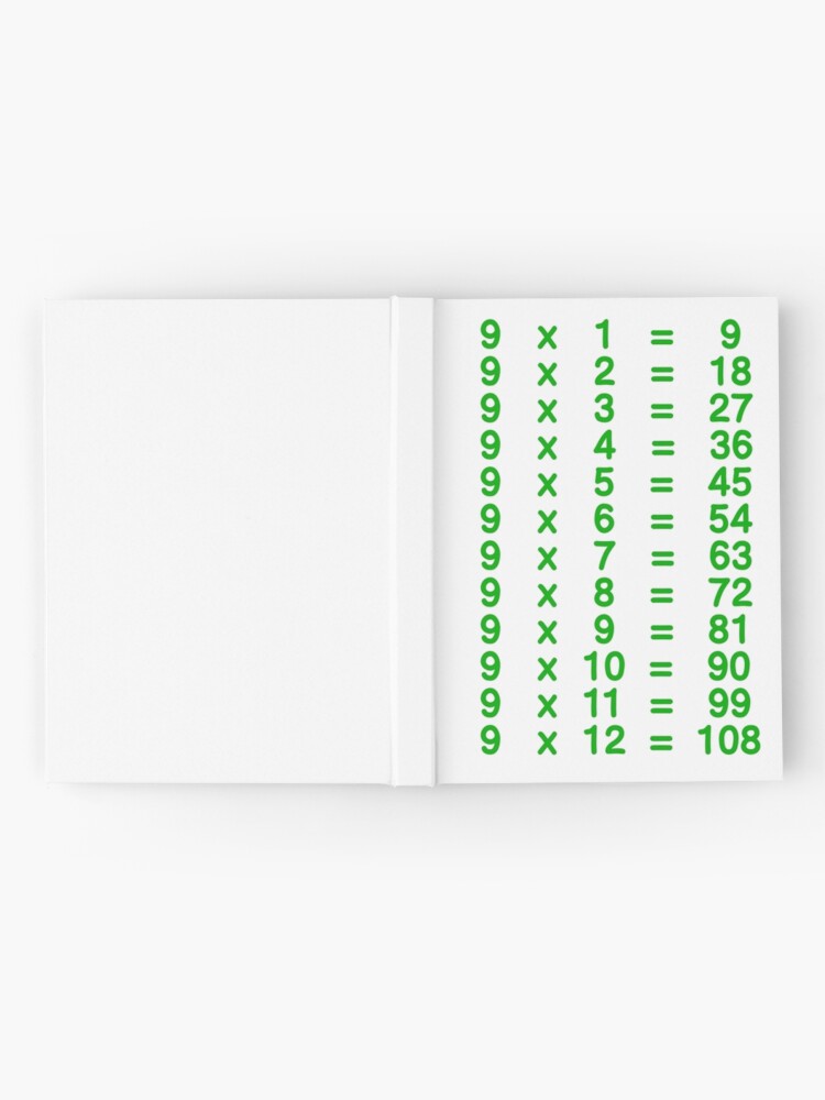 Cuaderno de tapa dura «9 X Table Nine Times Table Aprender tablas de ...