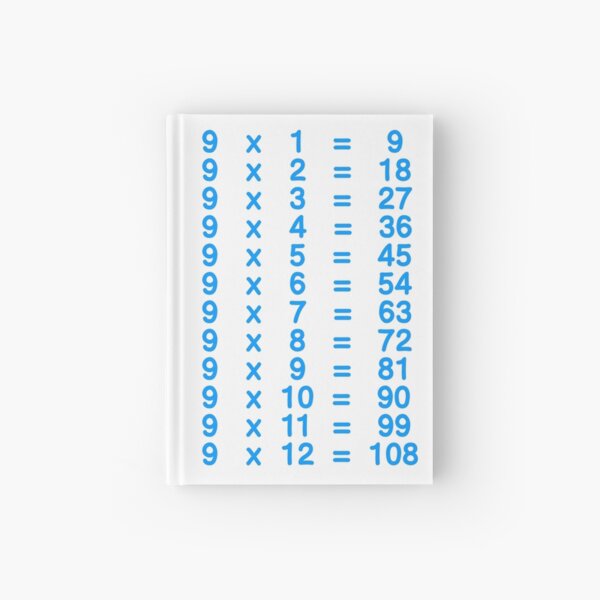 Cuaderno de tapa dura «9 X Table Nine Times Table Aprender tablas de ...