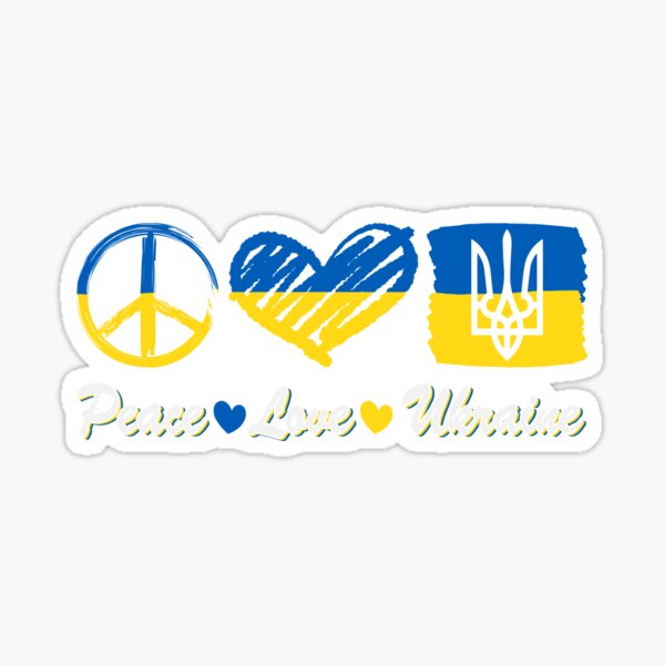 "Peace Love Ukraine Ukrainian Flag I Stand With Ukraine" Sticker for ...