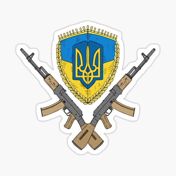 "ukrainian emblem. AK47." Sticker by jjartanddrawing | Redbubble