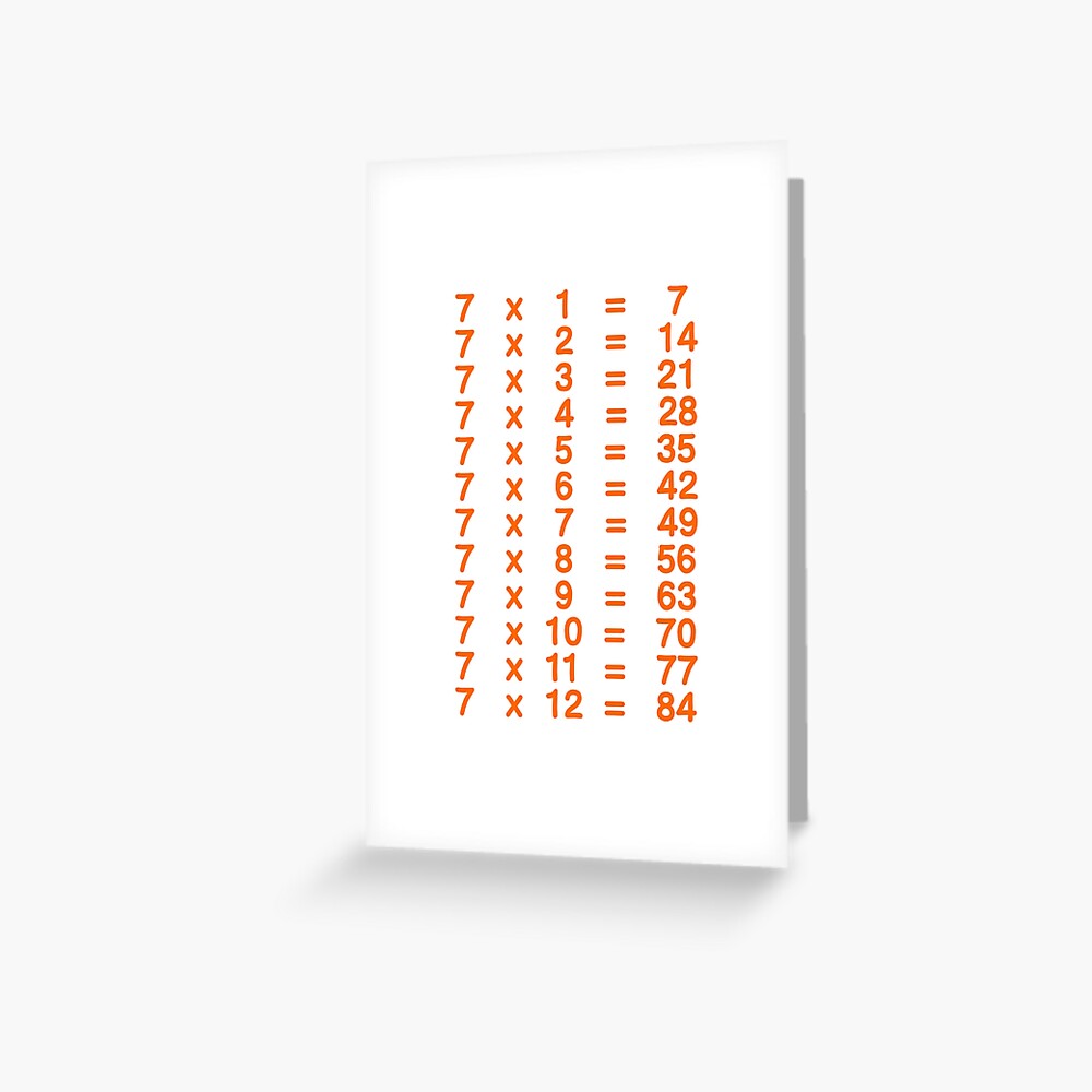 "7 X Table Seven Times Table Chart Multiplication Tables for Kids ...
