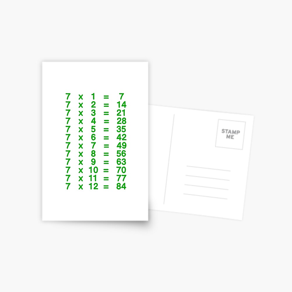 "7 X Table Seven Times Table Chart Multiplication Tables for Kids ...