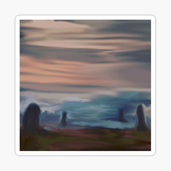 "Standing stones with blue mist seeping through" Sticker by ...