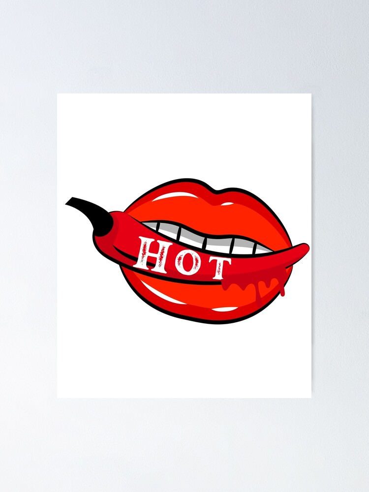 "Luscious Lips Biting Spicy Hot Red Chili Pepper | HOT Text typography ...