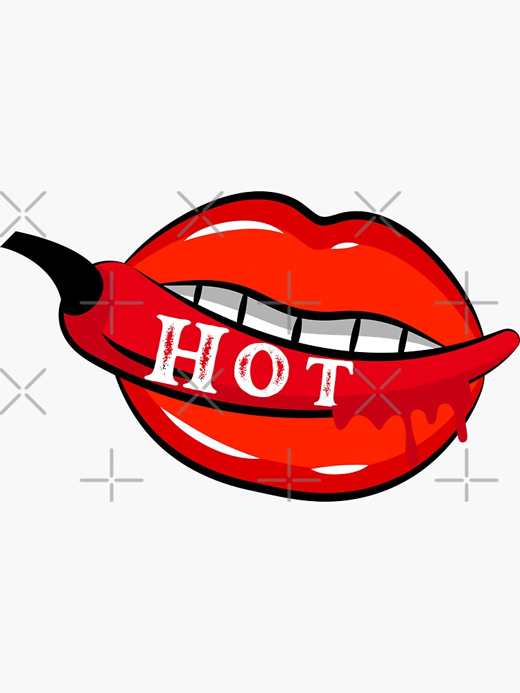 "Luscious Lips Biting Spicy Hot Red Chili Pepper | HOT Text typography ...