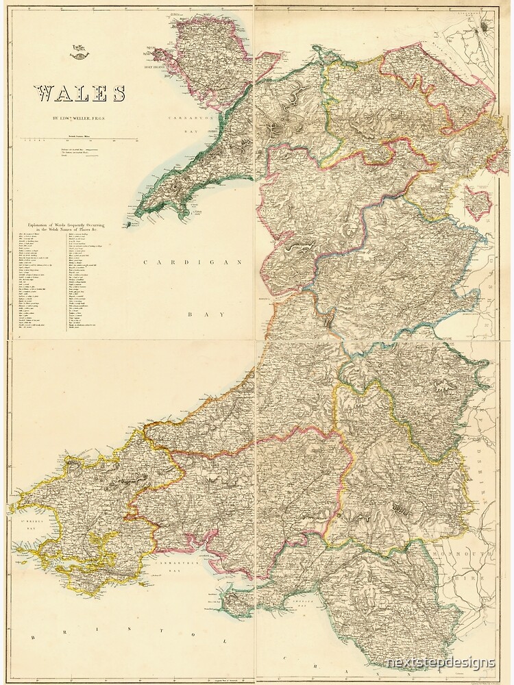 "Map of Wales, 1860 by Edward Weller" Poster for Sale by ...
