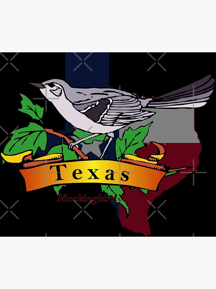 "Texas Mockingbird w Texas Flag" Poster for Sale by twix123844 | Redbubble