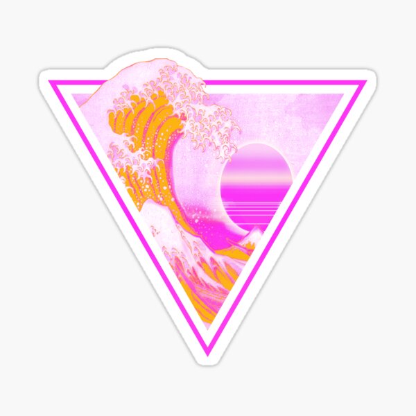 "Great Wave Retro Aesthetic" Sticker by ind3finite | Redbubble
