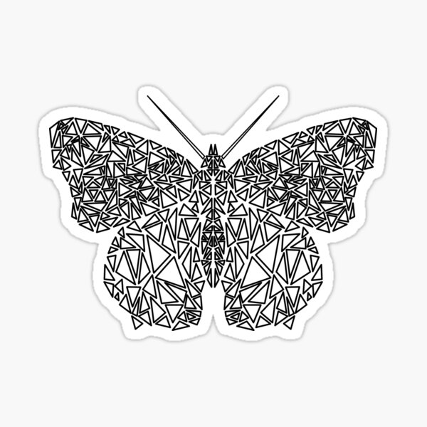 "Black and White Moth Wireframe Vaporware Style Mosaic" Sticker by ...