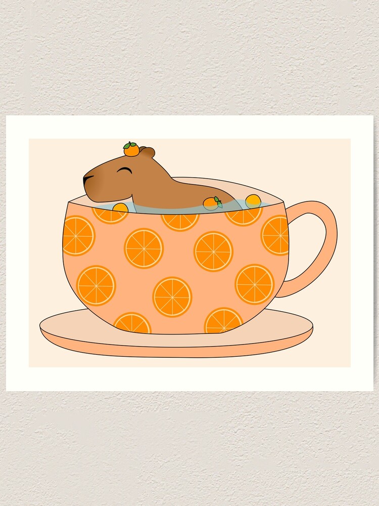 "Happy Capybara in Yuzu Bath Tea" Art Print for Sale by chrispy-doodles ...