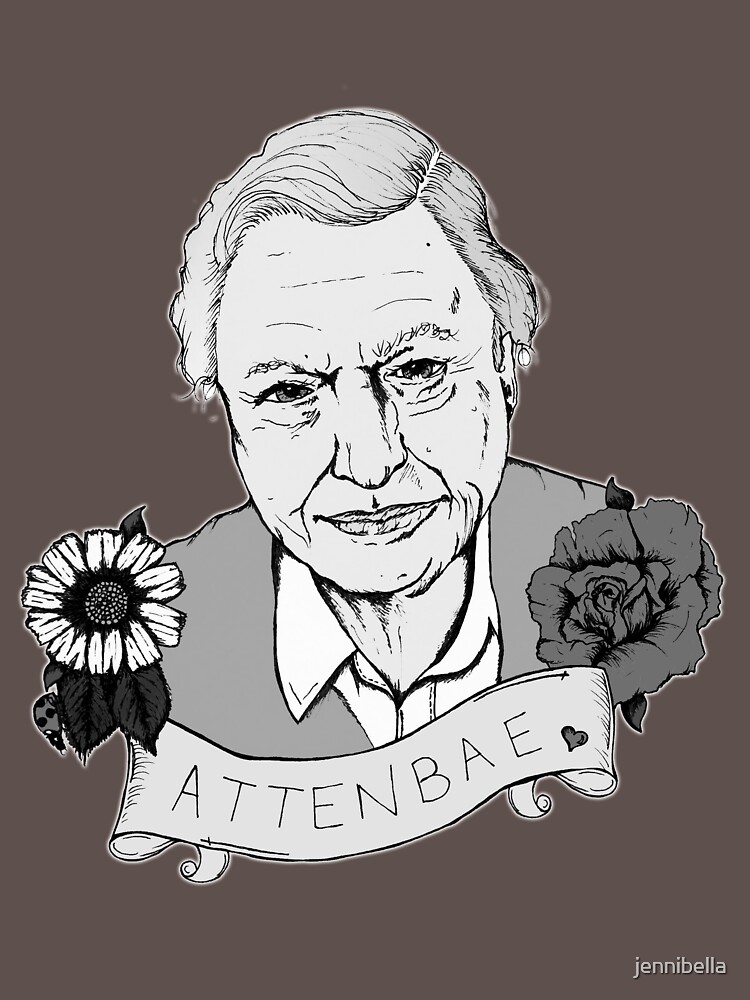 "David Attenborough - AttenBae in Grey" T-shirt for Sale by jennibella ...