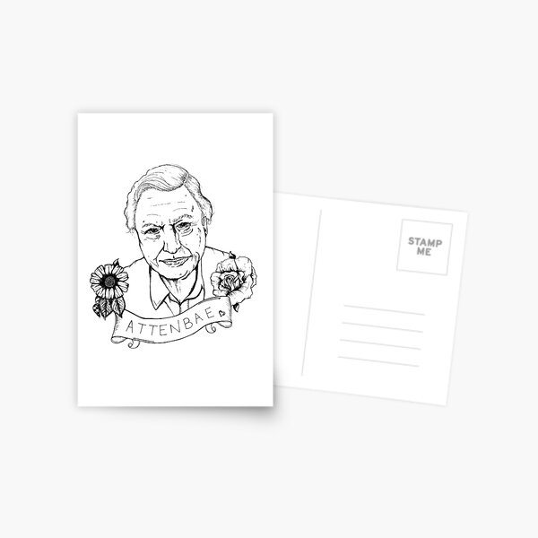 "David Attenborough - AttenBae Original Sketch" Postcard for Sale by ...