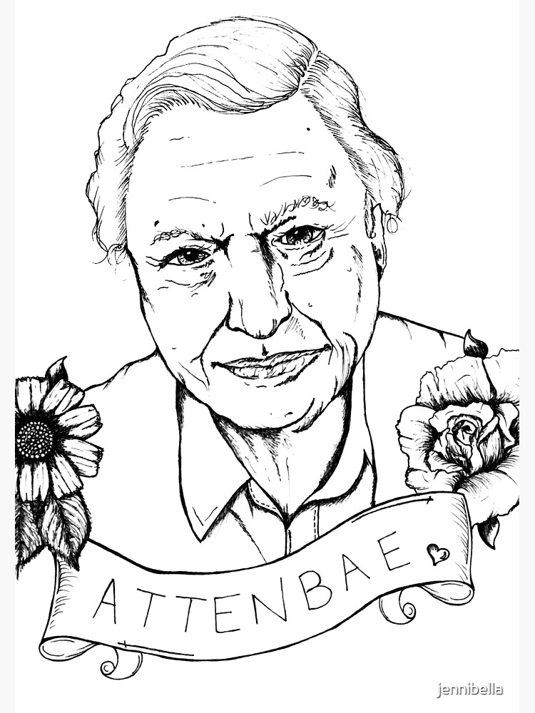 "David Attenborough - AttenBae Original Sketch" Spiral Notebook for ...