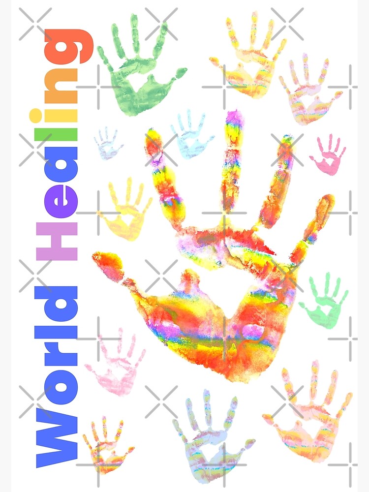 "Colourful Colorful Rainbow Handprints World Healing" Poster for Sale ...