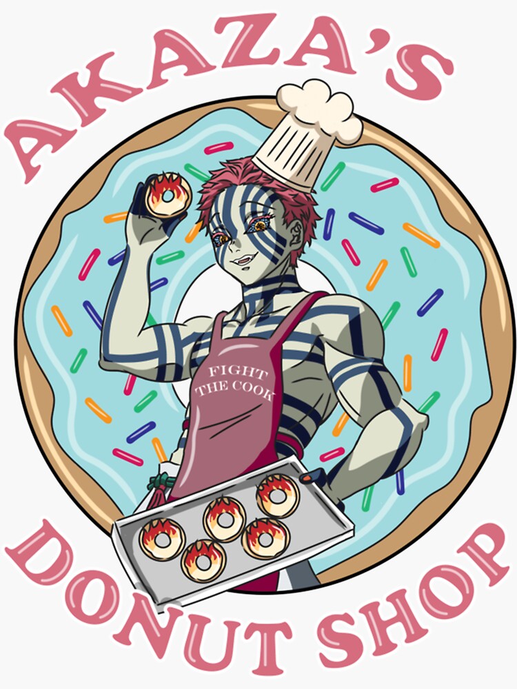 "Akaza Demon Slayer Akaza&s Donut Shop Classic ." Sticker by davenkend ...