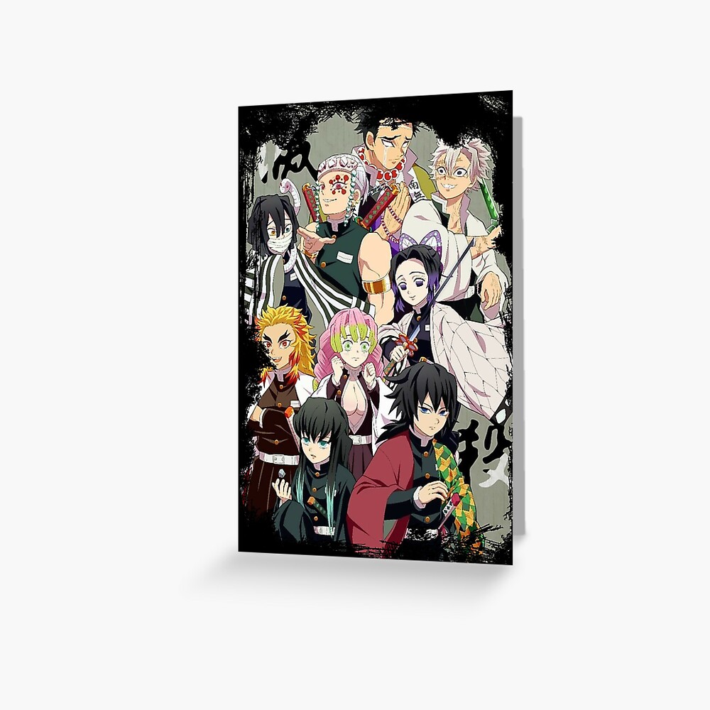 "Demon Slayer Kimetsu no Yaiba Grunge Border Anime Design " Greeting ...