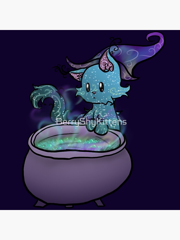 "Wizard Cat Brewing a potion (dark purple)" Poster for Sale by ...