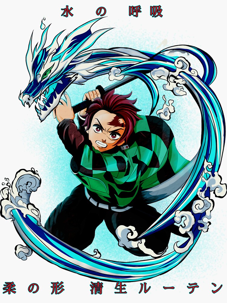 "Tanjiro Kamado Water Breathing #w33" Sticker by KyungFloresSZ | Redbubble