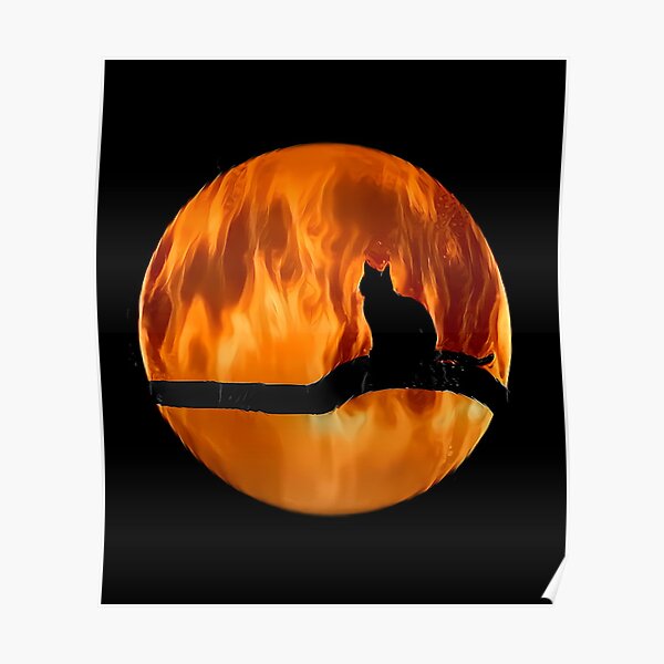 "Black cat red moon #1" Poster for Sale by Natalie-kha | Redbubble