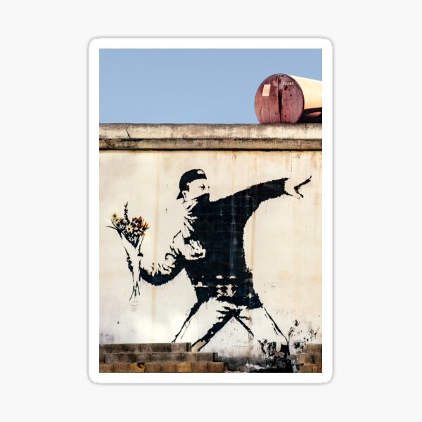 "Banksy Flower Thrower" Sticker by WWestmoreland | Redbubble