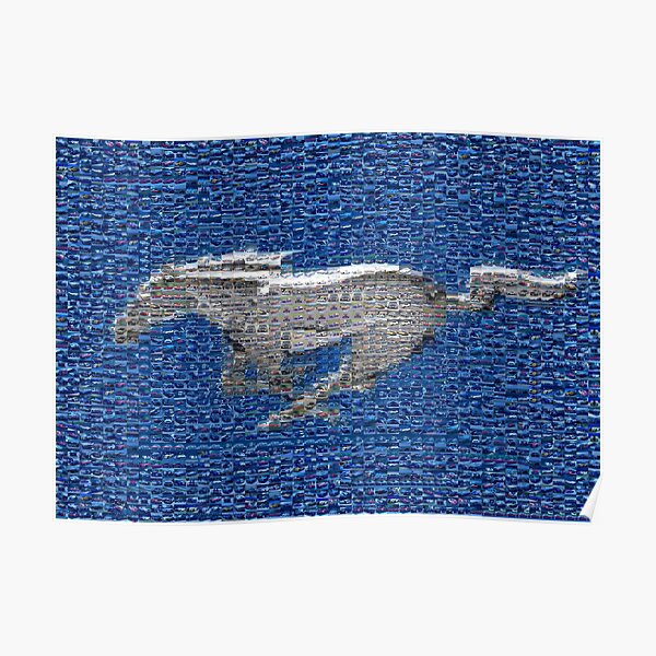 " Blue Ford Mustang Logo Photo Mosaic" Poster for Sale by TheCartist ...