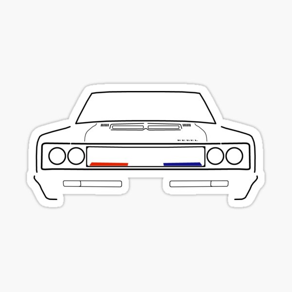"AMC Rebel The Machine 1970 classic muscle car black outline graphic ...