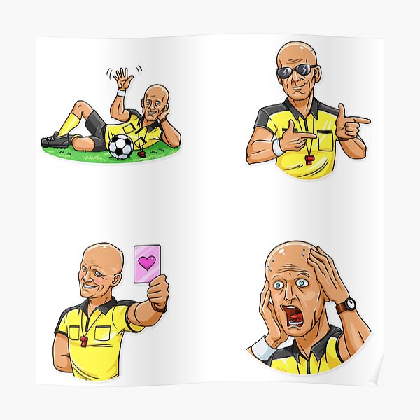 "pierluigi collina sticker pack" Poster for Sale by Godzilla0 | Redbubble