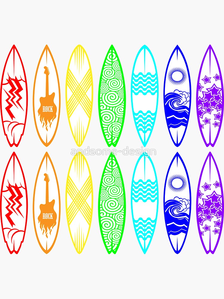 "Surfboard Rainbow" Sticker by andsome-design | Redbubble