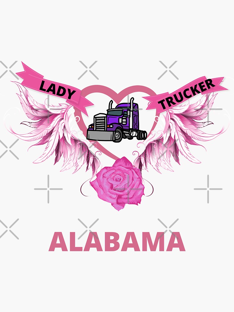 "Lady Trucker Alabama" Sticker by malldash | Redbubble