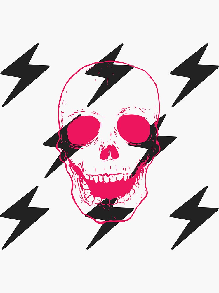 "Punk rock skull clothing, Electric, Lightning bolts, MGK" Sticker by ...