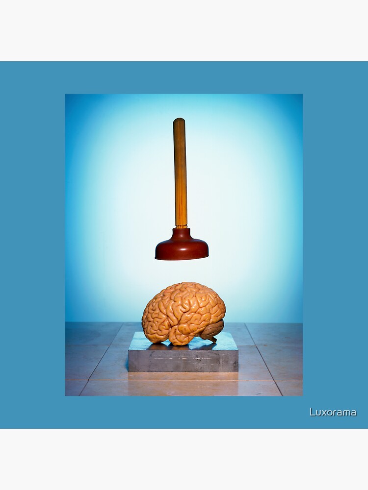 "Brain with Toilet Plunger" Sticker by Luxorama | Redbubble