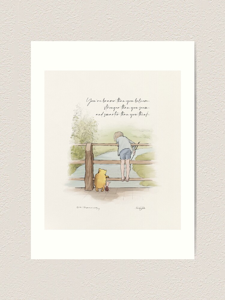 "Christopher Robin Pooh and Piglet on Bridge" Art Print for Sale by ...