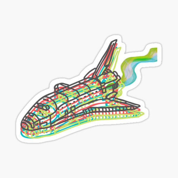 "Space Shuttle Rocket Ship UFO Trippy Colorful" Sticker by JohnApollo ...