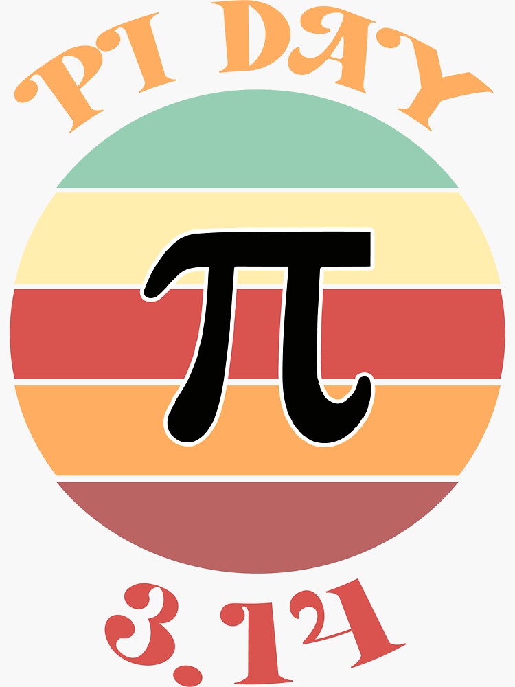 Pegatina «pi 3.14 matemáticas pi día retro, pi 3.14 número completo ...